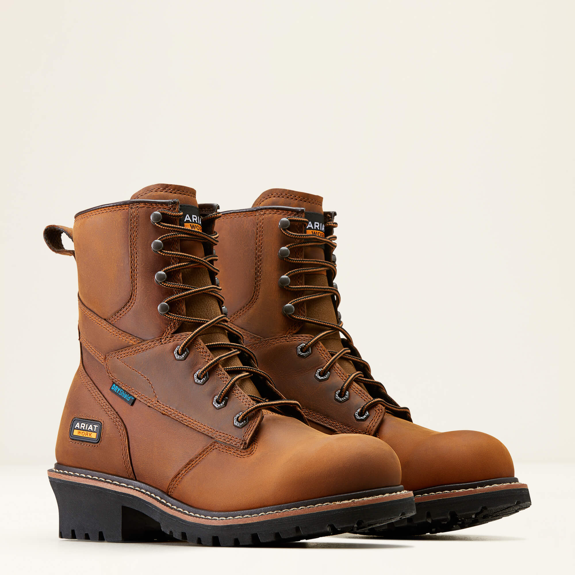 Ariat Men's Logger Shock Shield 8" Soft Toe Waterproof Work Boot- Brow