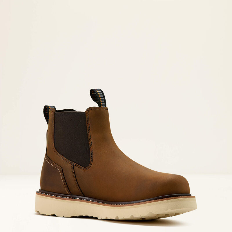 Ariat Men's Rebar 6" Waterproof Wedge Chelsea Work Boot - Brown - 1006
